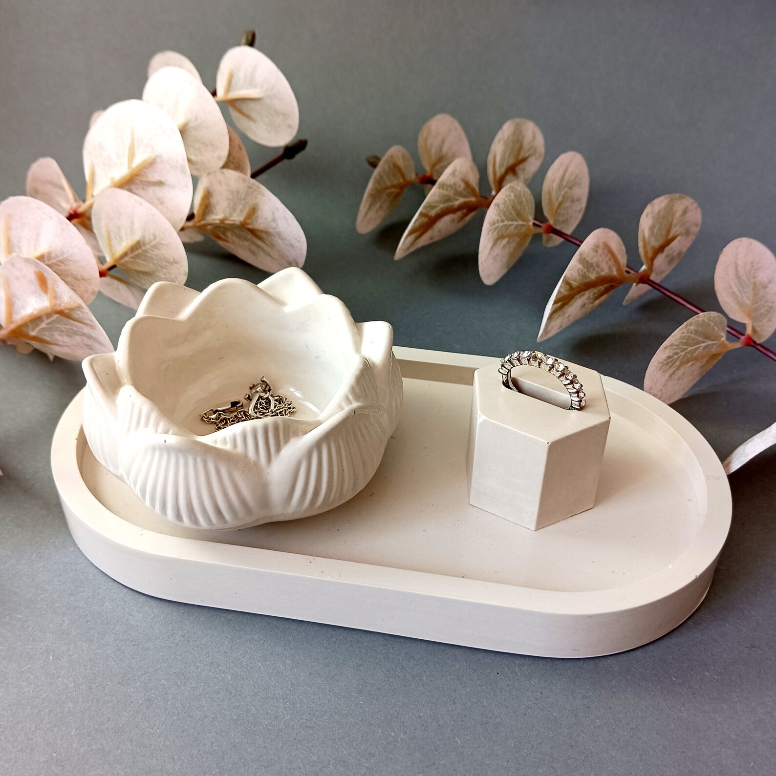 Jewelry Tray Lotus Flower Jar Jewellery Holder Concrete Rings - Etsy