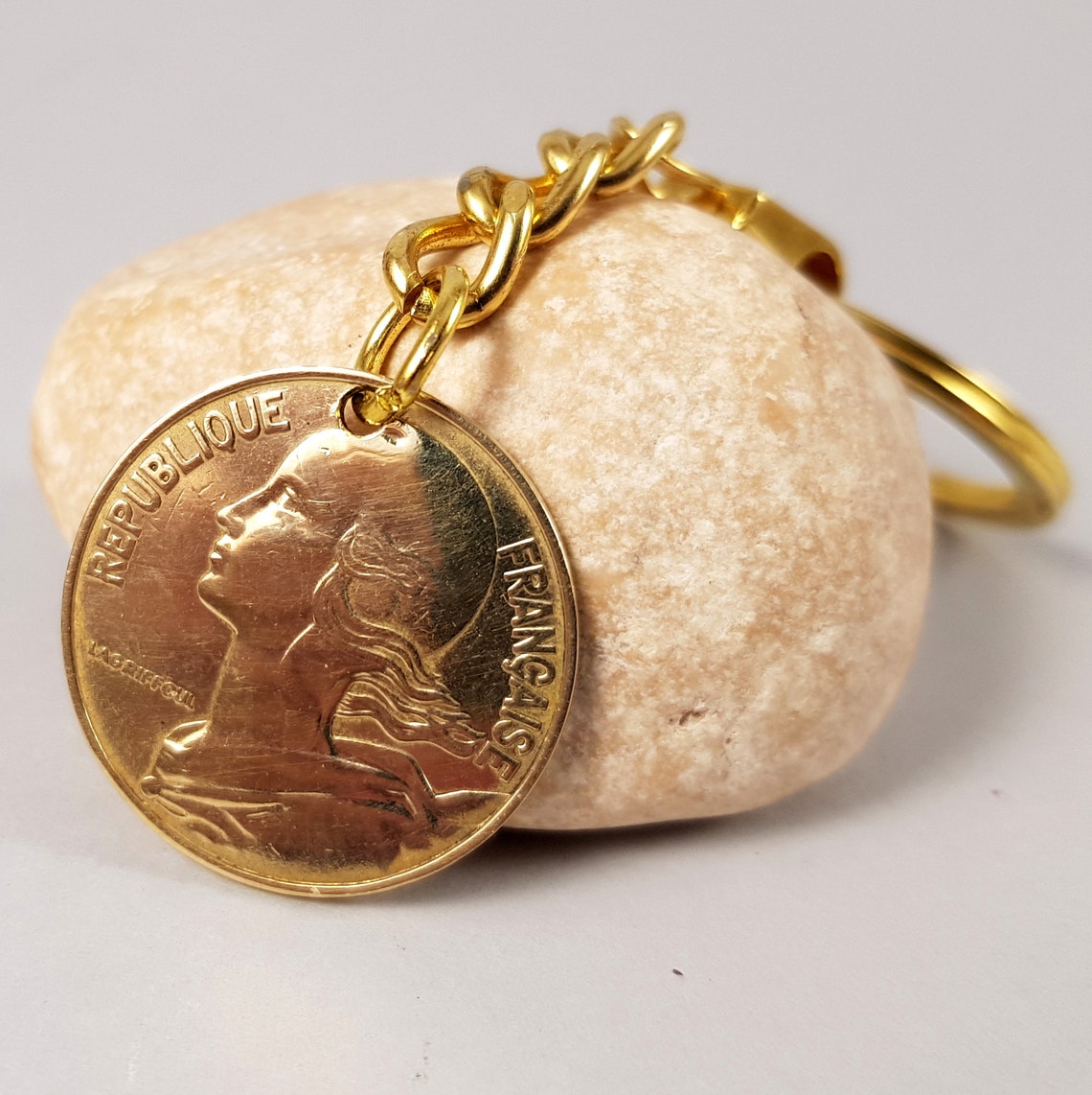 France coin keychain 1977 Coin Gift French 20 Centimes | Etsy