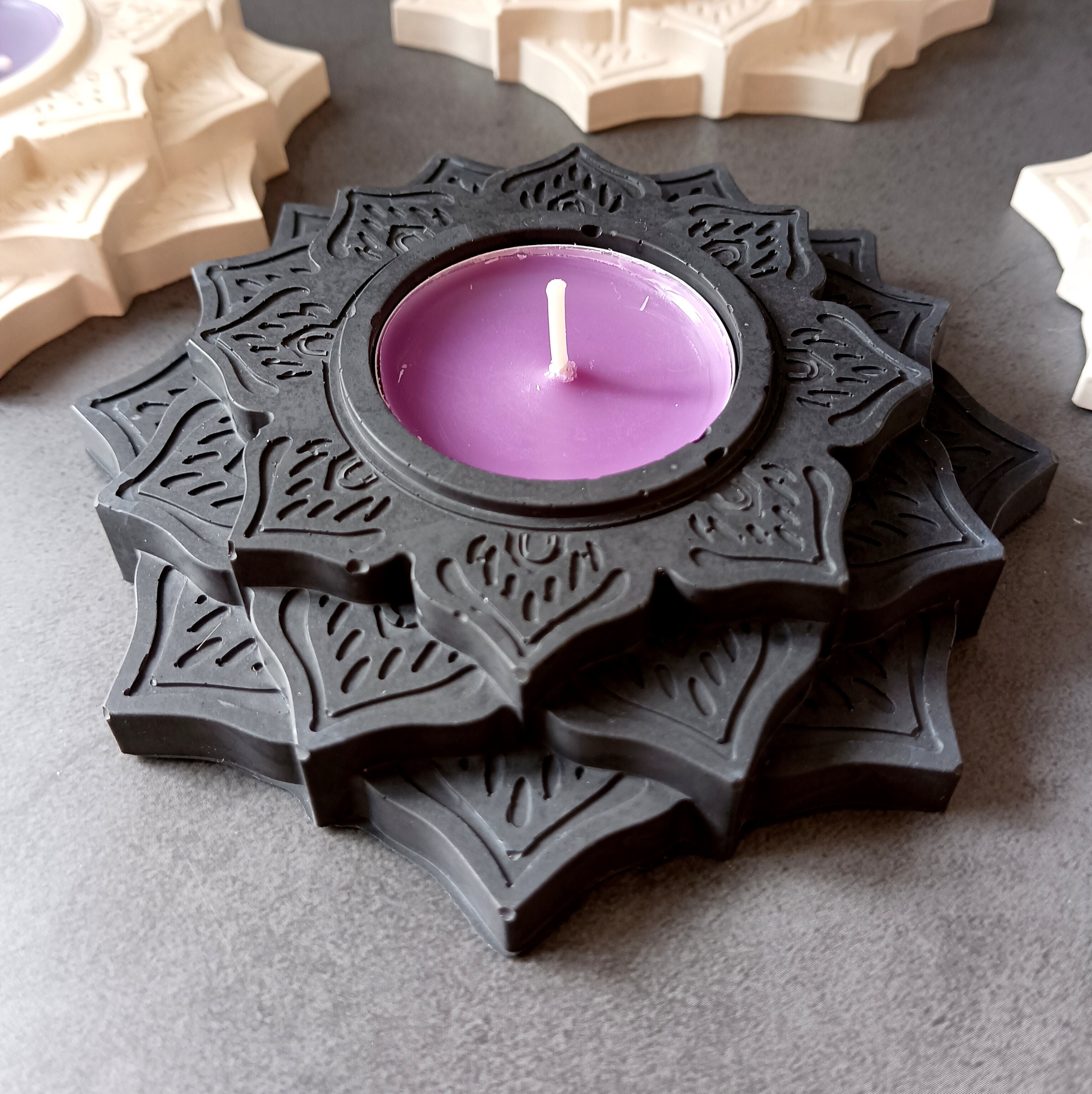 Black Candlestick Lotus Flower Tea Light Holderhalloween Party - Etsy