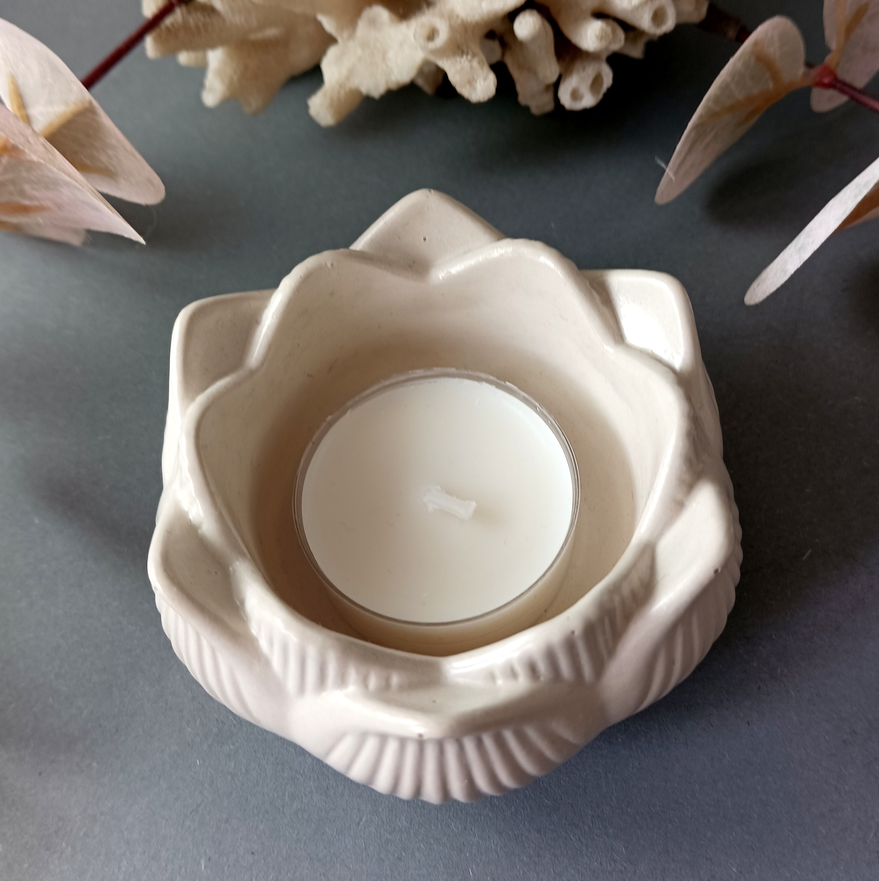 Flower Tea Light Holder Concrete Tealight Candle Holder - Etsy