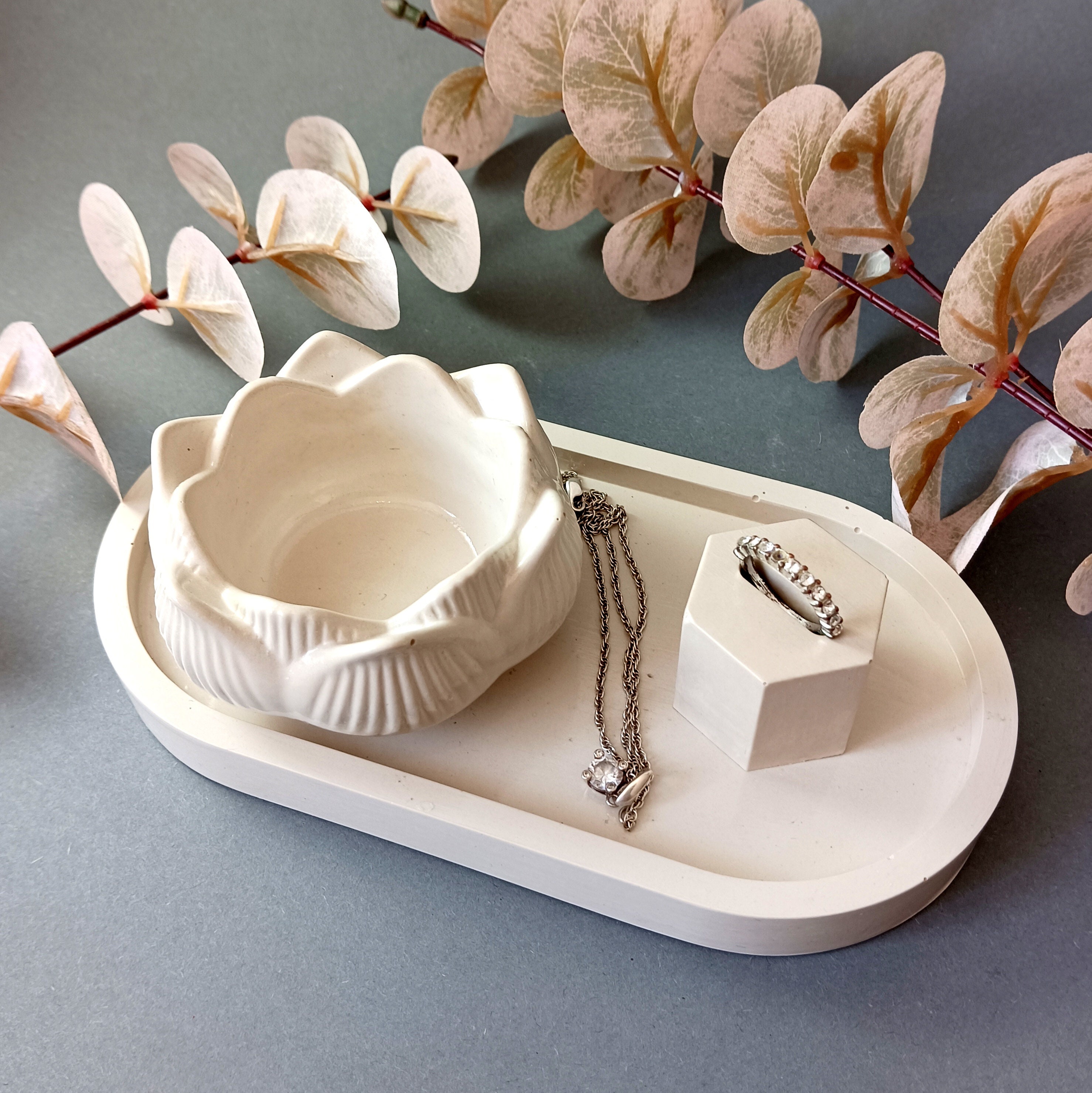 Jewelry Tray Lotus Flower Jar Jewellery Holder Concrete Rings - Etsy