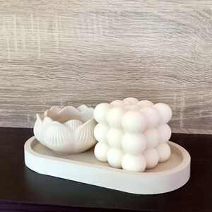 Lotus Candleholdersoy Wax Bubble Cube Candle Oval Concrete ...