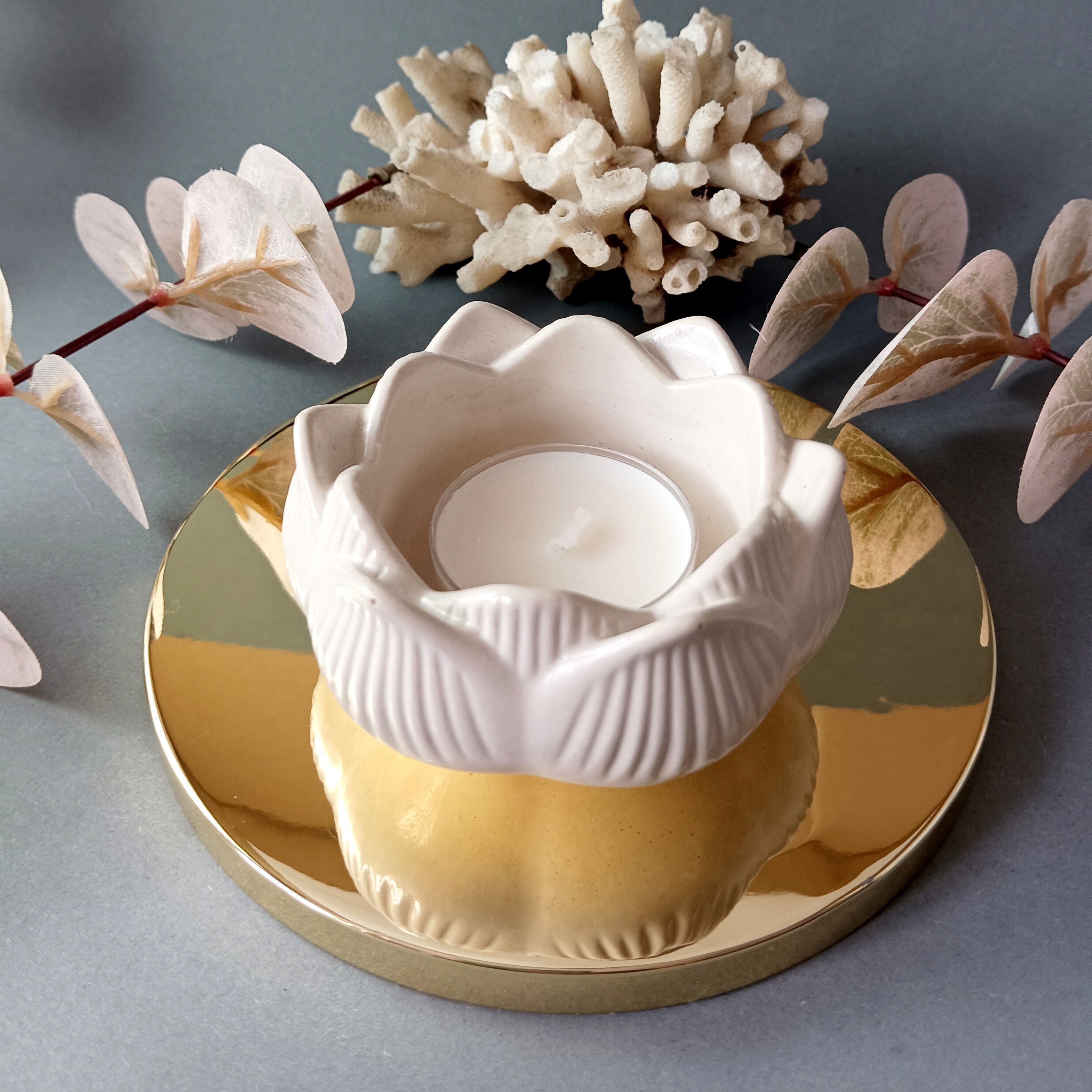 Flower Tea Light Holder Concrete Tealight Candle Holder - Etsy