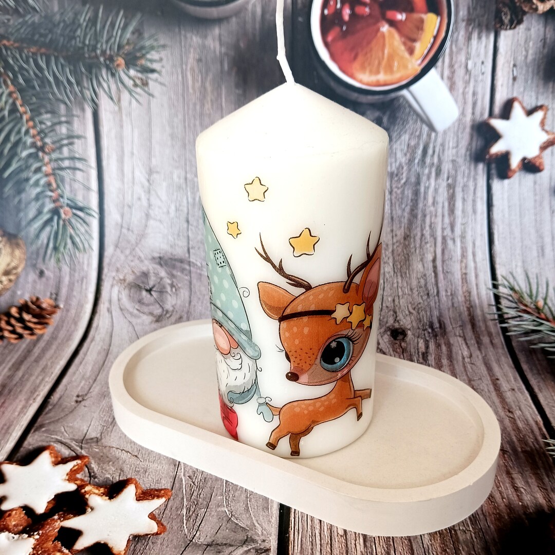 Christmas Pillar Candle Dwarf and Deer Holiday Home Decor - Etsy