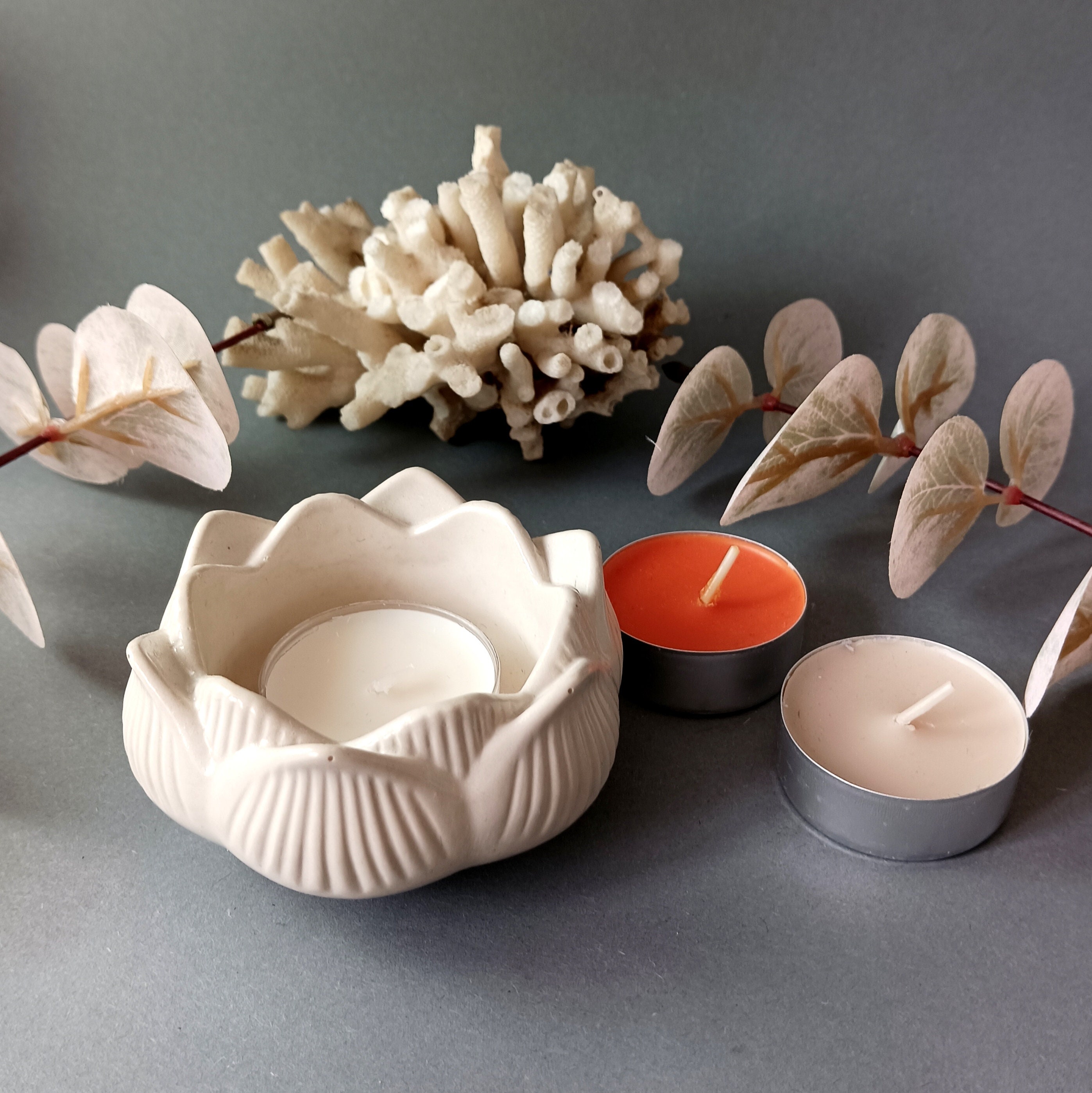 Flower Tea Light Holder Concrete Tealight Candle Holder - Etsy