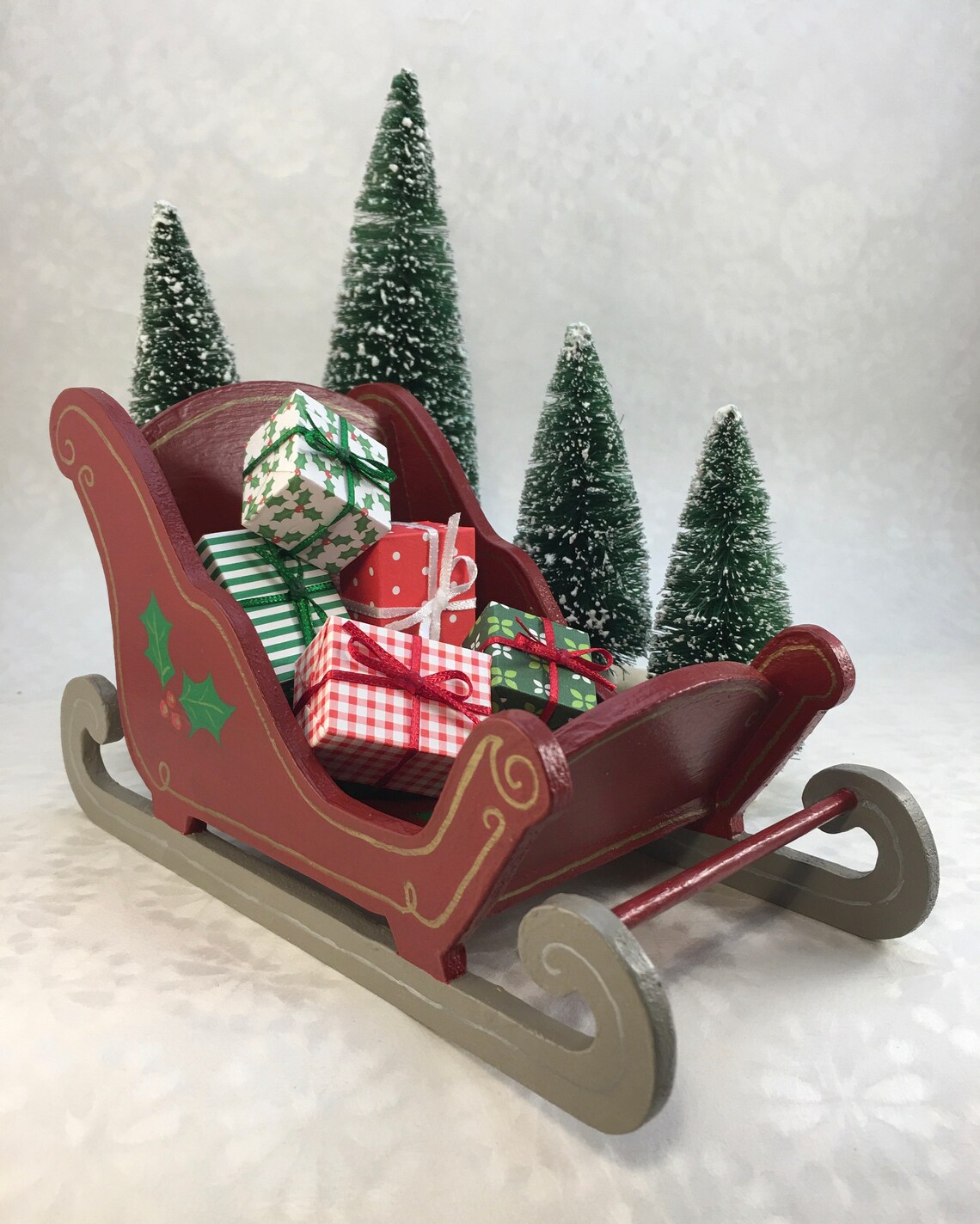 Christmas Peg Dolls and Sleigh/christmas Sleigh/handmade Christmas ...