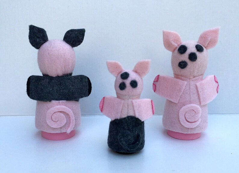 Set of Peg Pigs Handmade Animal Peg Pigs Wool Felt Animals - Etsy