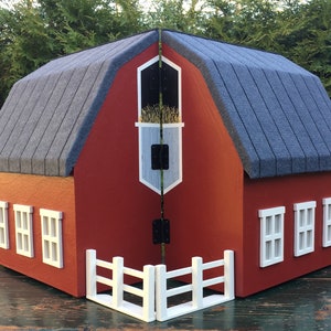 Wooden Toy Barn, Red Handcrafted Wood Barn, Pretend Play Farm Set - Etsy