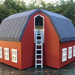 Wooden Toy Barn, Red Handcrafted Wood Barn, Pretend Play Farm Set - Etsy