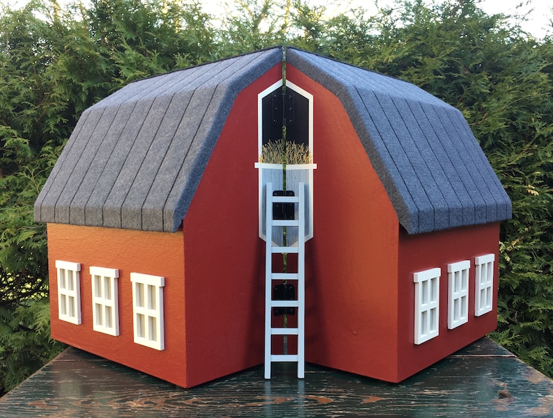 Wooden Toy Barn, Red Handcrafted Wood Barn, Pretend Play Farm Set - Etsy