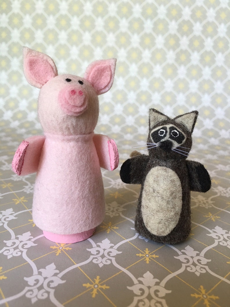 Single, Wooden Peg Animal, Animal Peg Doll, Wool Felt Animal, Handmade ...