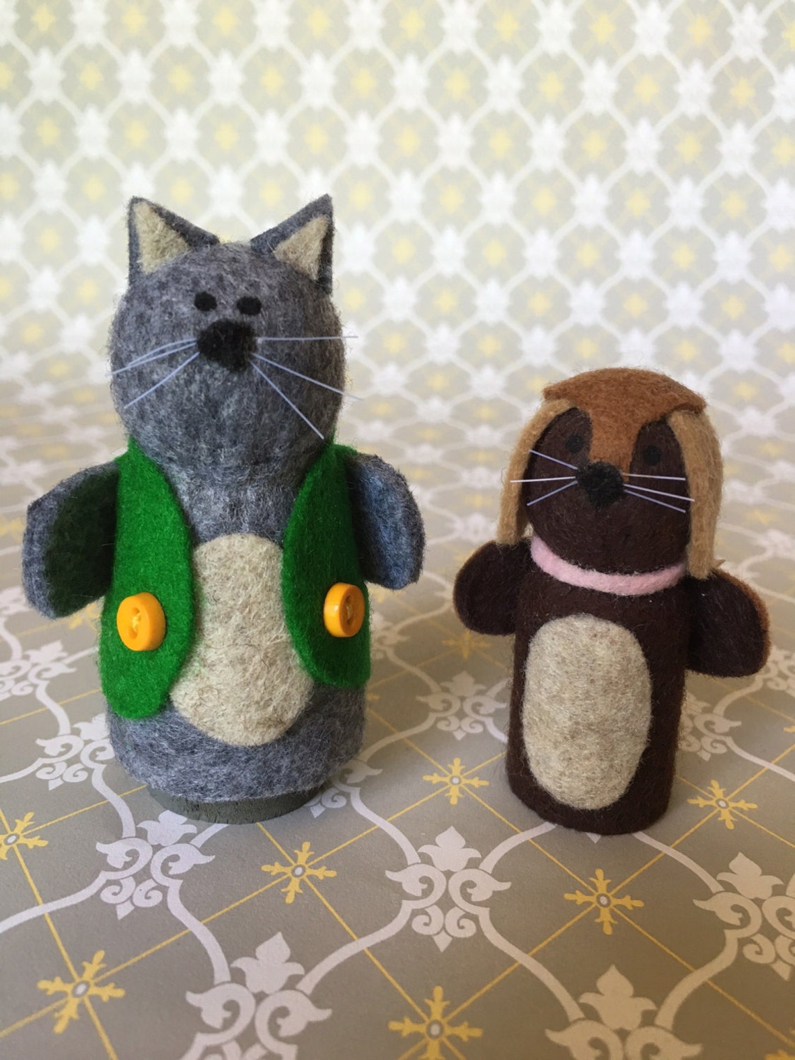 Single Wooden Peg Animal Animal Peg Doll Wool Felt Animal - Etsy