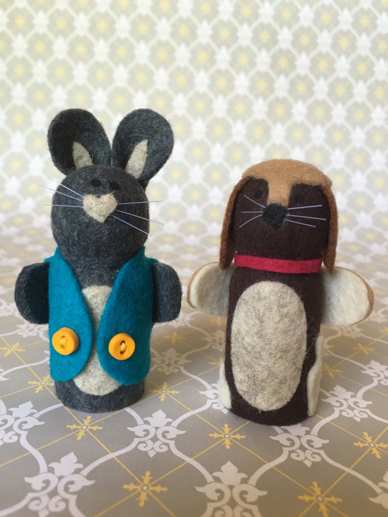 Single Wooden Peg Animal Animal Peg Doll Wool Felt Animal - Etsy