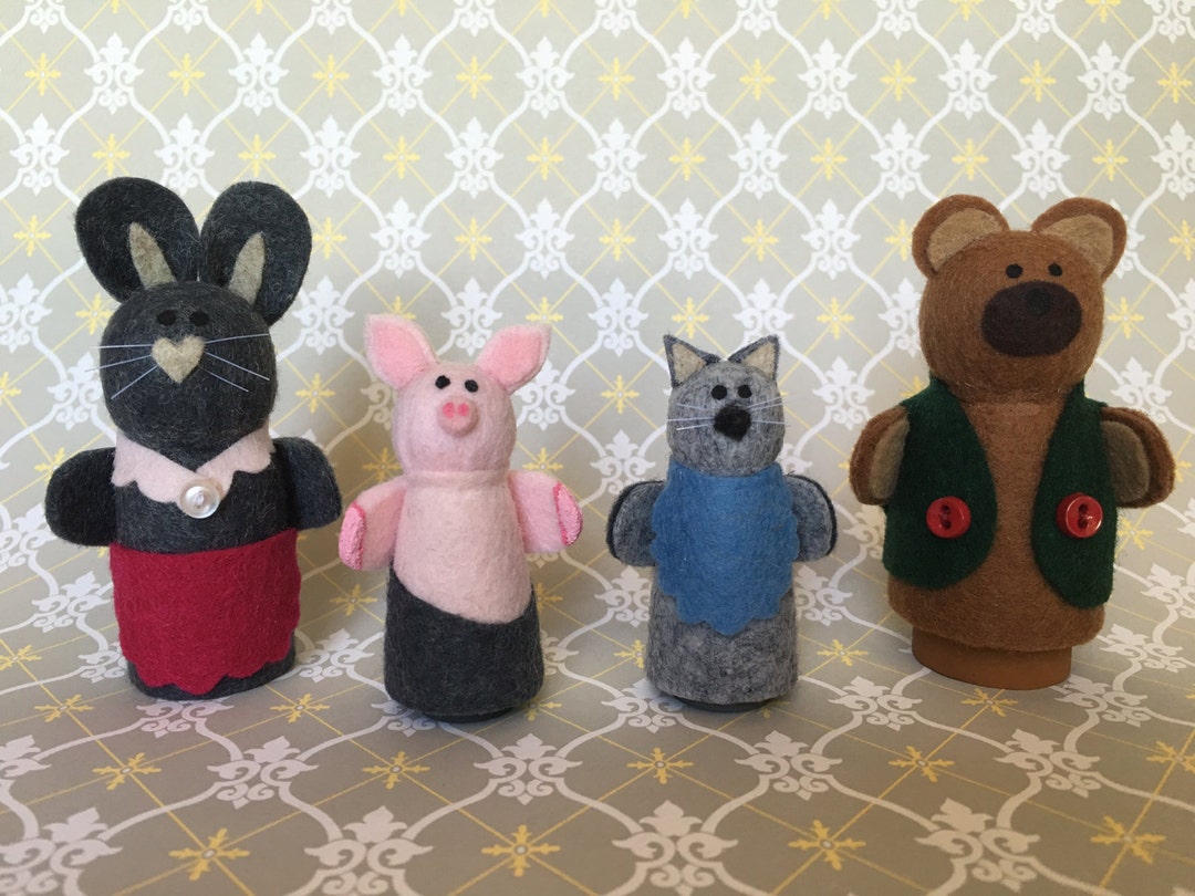 Single, Wooden Peg Animal, Animal Peg Doll, Wool Felt Animal, Handmade ...