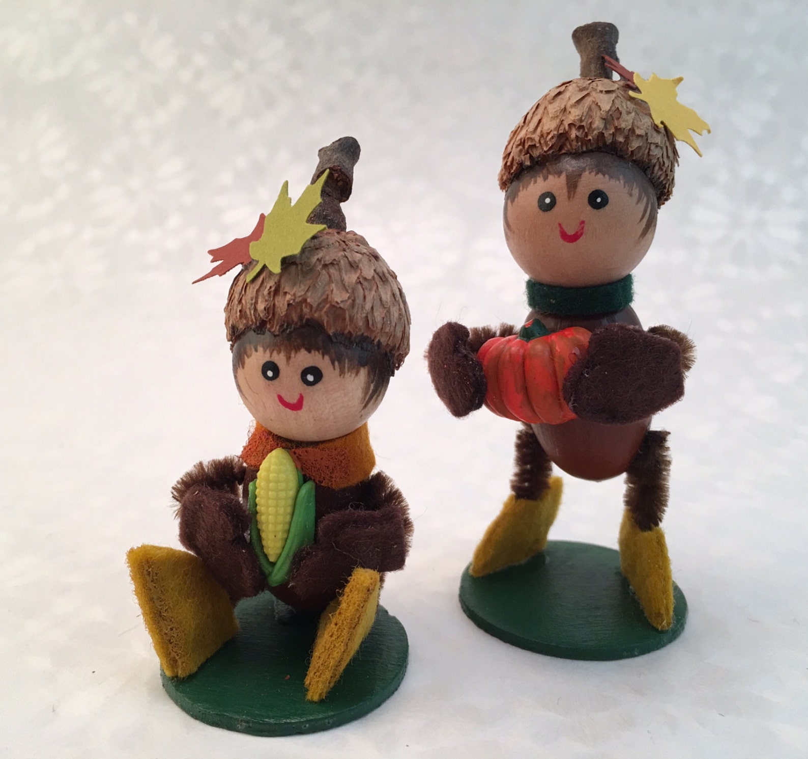 Fall Acorn Elves Pair of Fall Elves Fall Home Decor - Etsy