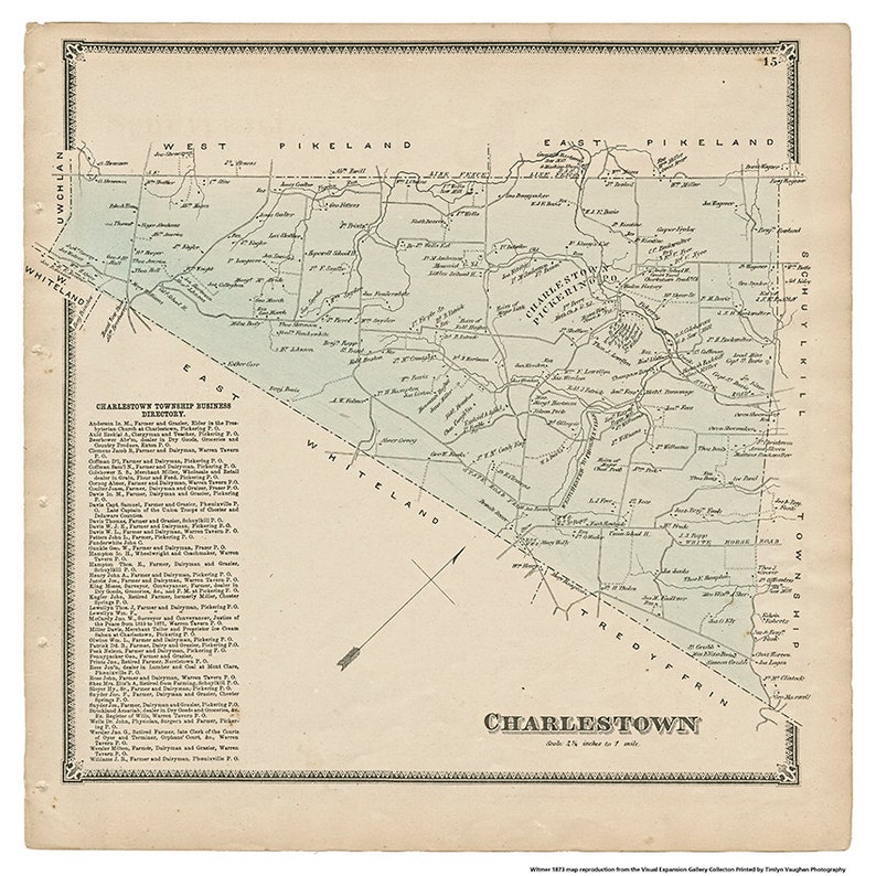 Charlestown, PA Witmer 1873 Map Reproduction - Etsy