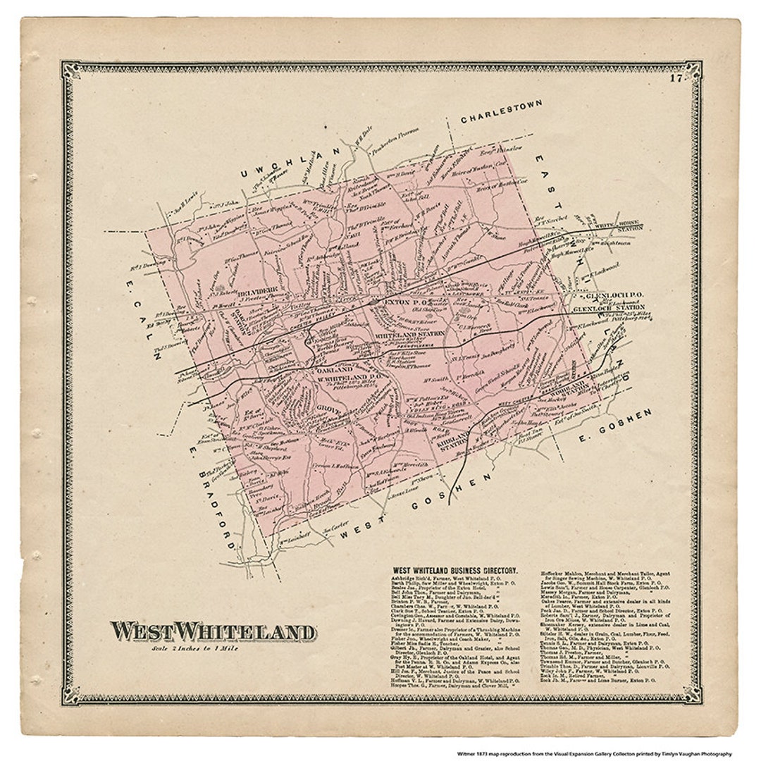 West Whiteland, PA Witmer 1873 Map Reproduction - Etsy
