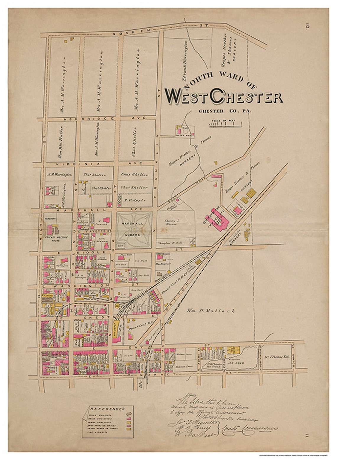 West Chester, PA North Ward Breous Atlas 1883 Reproduction - Etsy