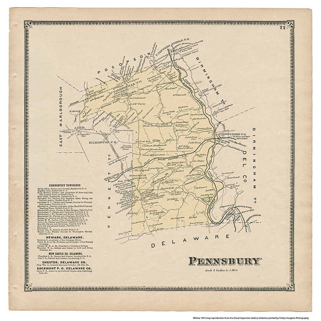 Pennsbury, PA Witmer 1873 Map Reproduction - Etsy
