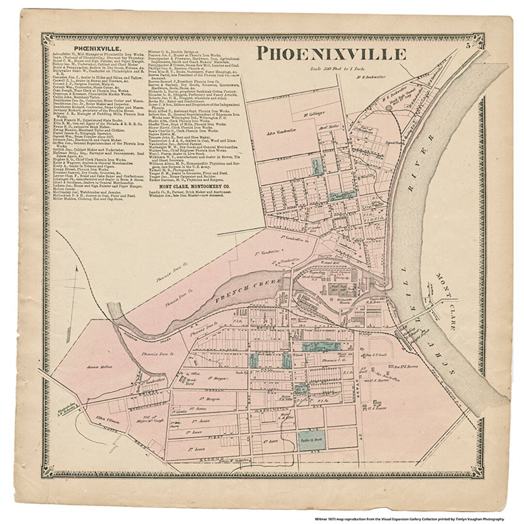 Phoenixville, PA Witmer 1873 Map Reproduction - Etsy