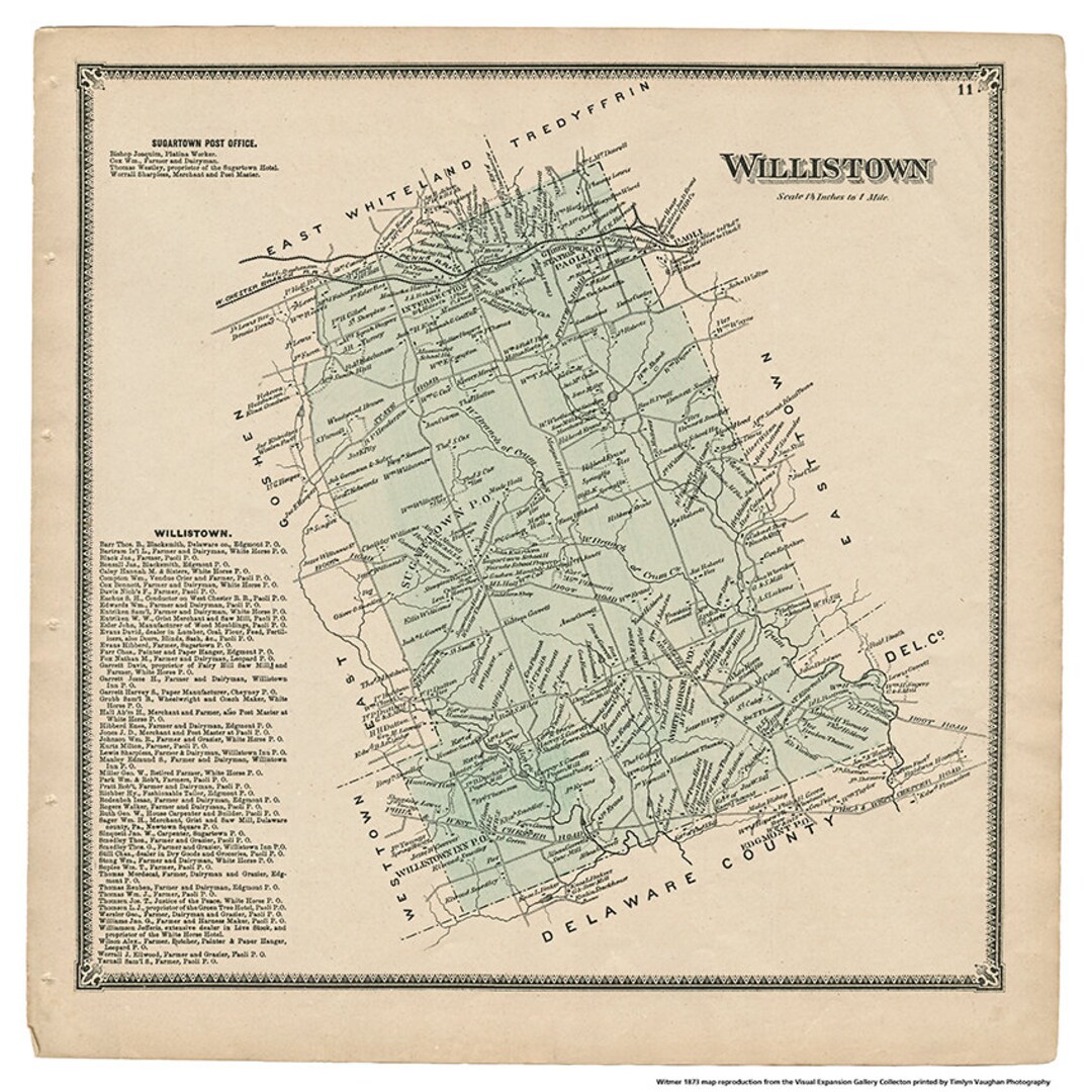 Willistown, PA Witmer 1873 Map Reproduction - Etsy