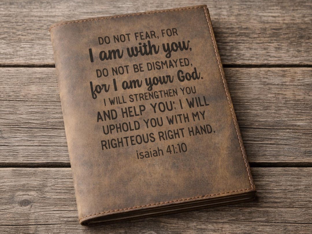Personalized Bible Verse Journal, Isaiah 41:10 Leather Notebook ...