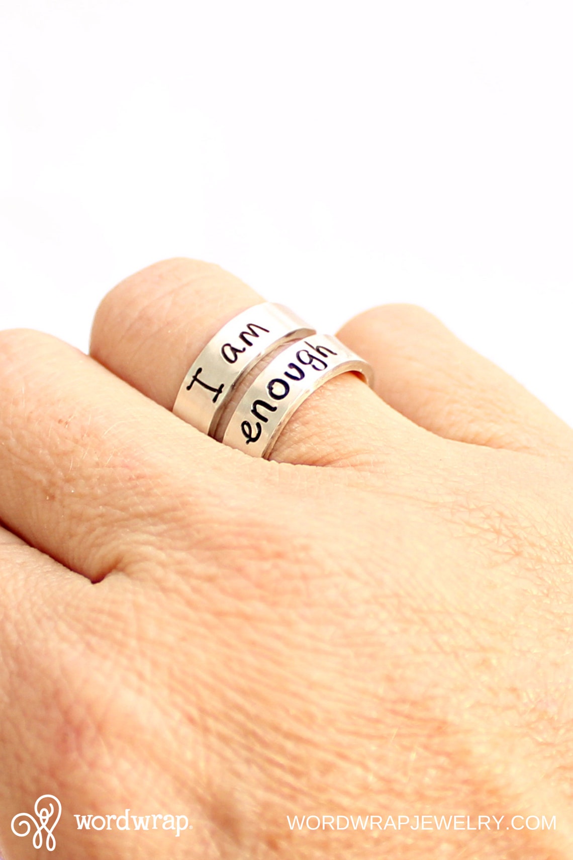 I Am Enough Wrap Ring 925 Sterling Silver Hand Stamped - Etsy