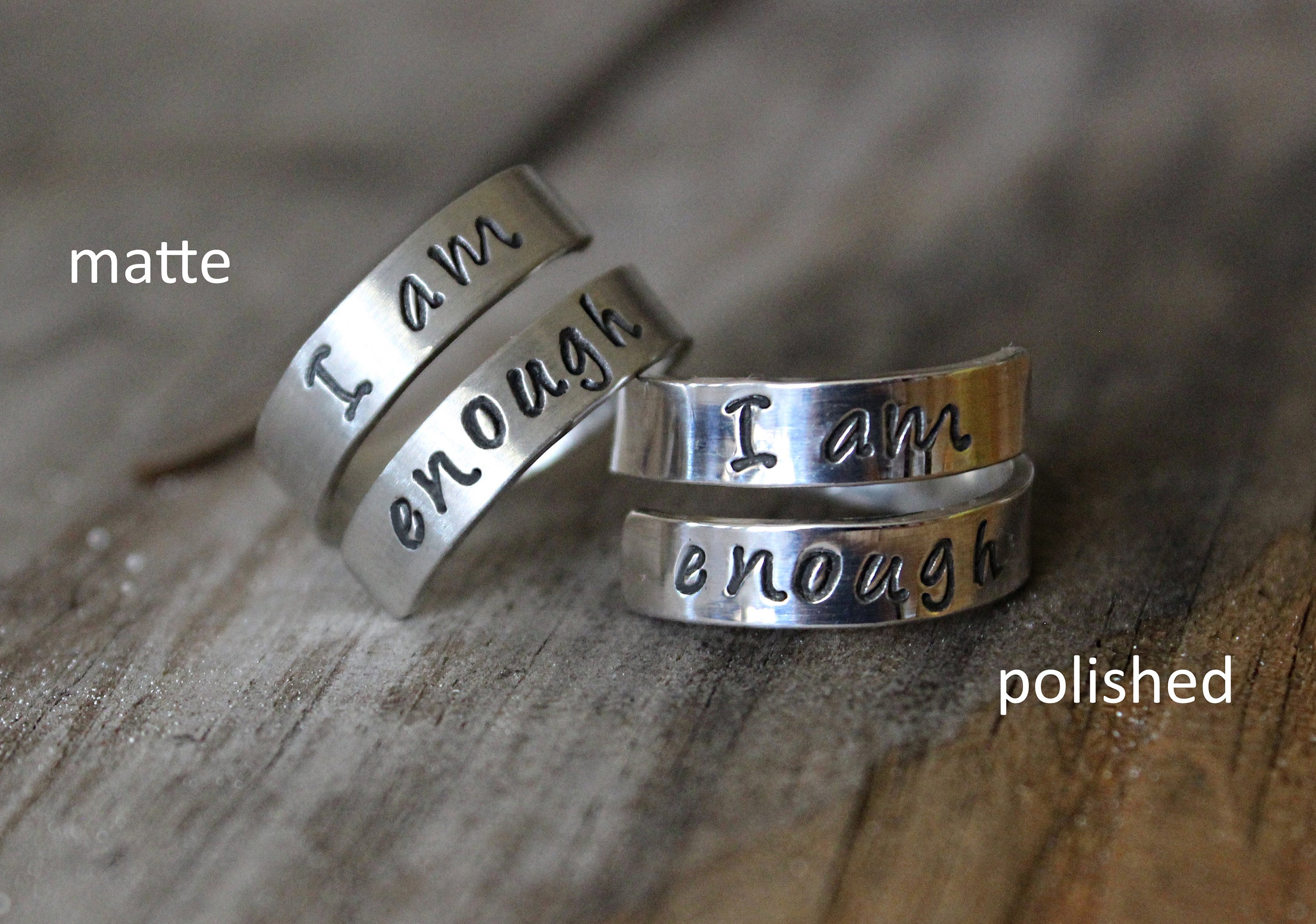 I Am Enough Wrap Ring 925 Sterling Silver Hand Stamped - Etsy