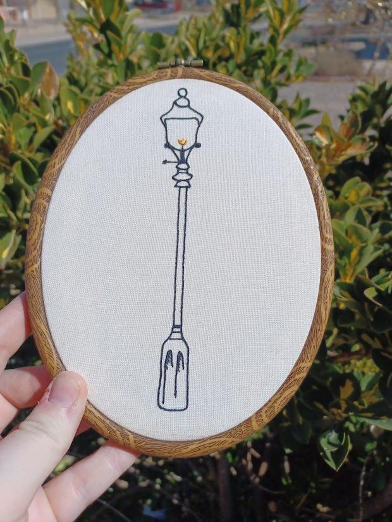 Narnia Lamp, Finished Hand Embroidery | Embroidery Art, Fiber Art ...