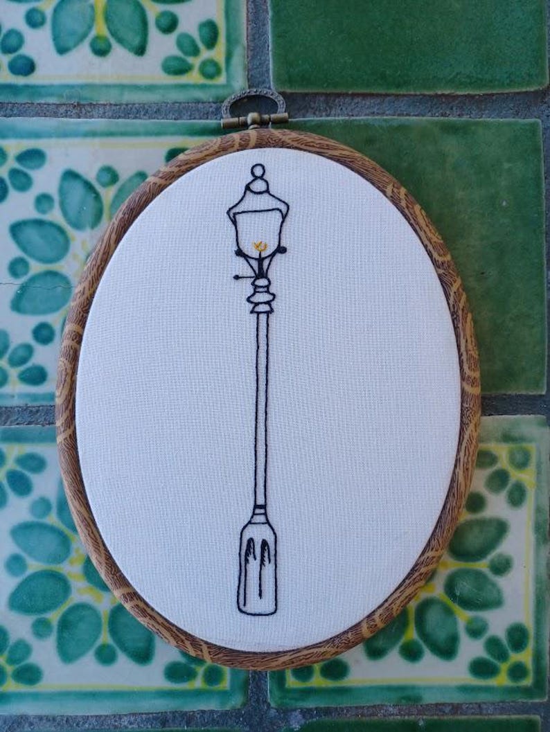 Narnia Lamp, Finished Hand Embroidery | Embroidery Art, Fiber Art ...