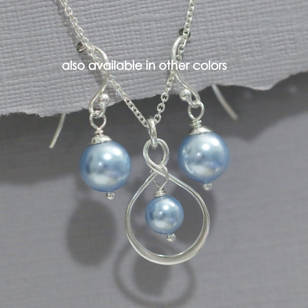 Infinity Jewelry Set, Light Blue Wedding Jewelry Set, Infinity ...