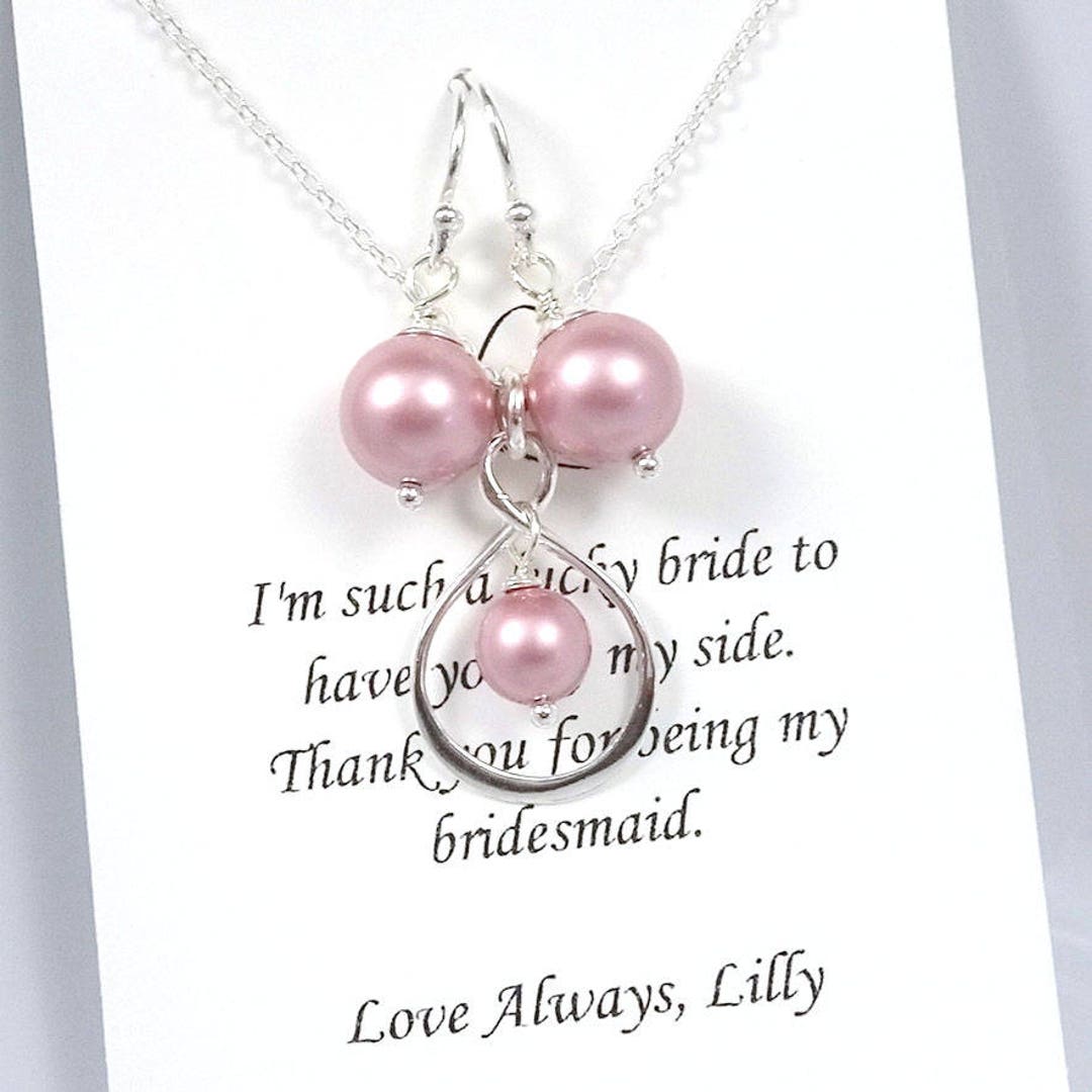 Infinity Jewelry Set, Infinity Necklace, Infinity Earrings, Pink ...