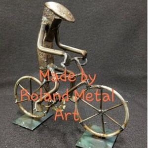Bicycle | Metal Art | Bike Figurine | Railroad Spike Art | Metal Art Cyclist | Bicycle Art - Etsy
