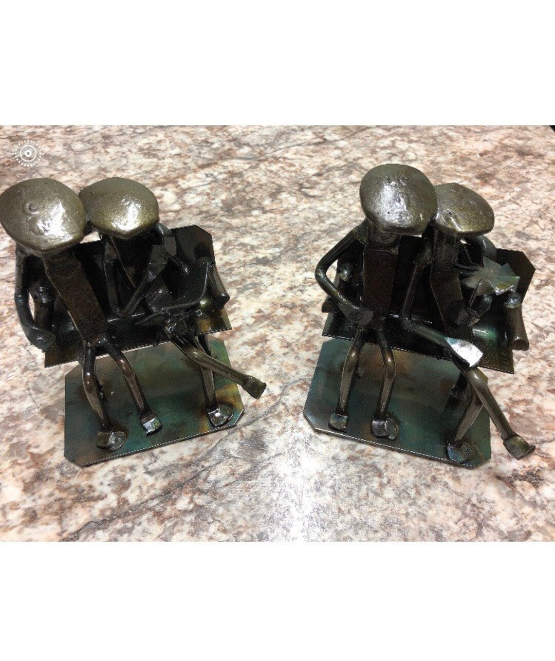 Couple on Bench Metal Art Couple Figurine Railroad Spike Art Metal Art ...