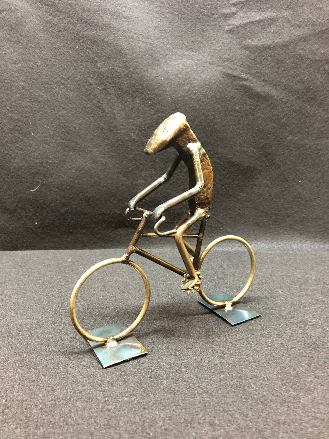 Bicycle | Metal Art | Bike Figurine | Railroad Spike Art | Metal Art Cyclist | Bicycle Art - Etsy