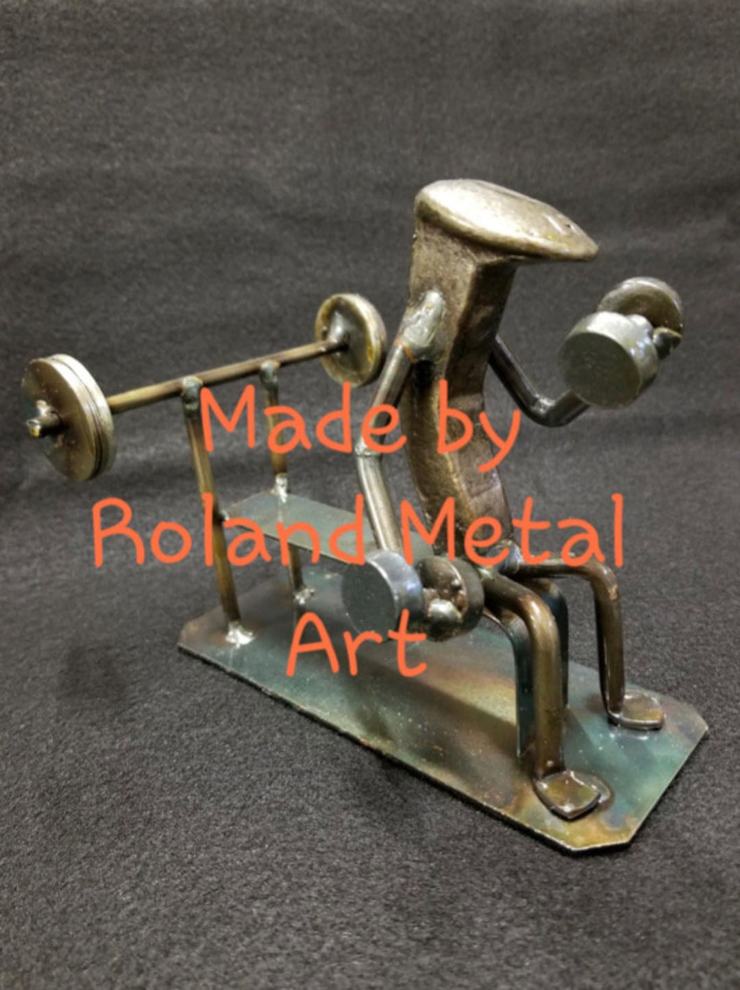 Weight Lifter Metal Art Weight Lifting Figurine Railroad Spike Art ...