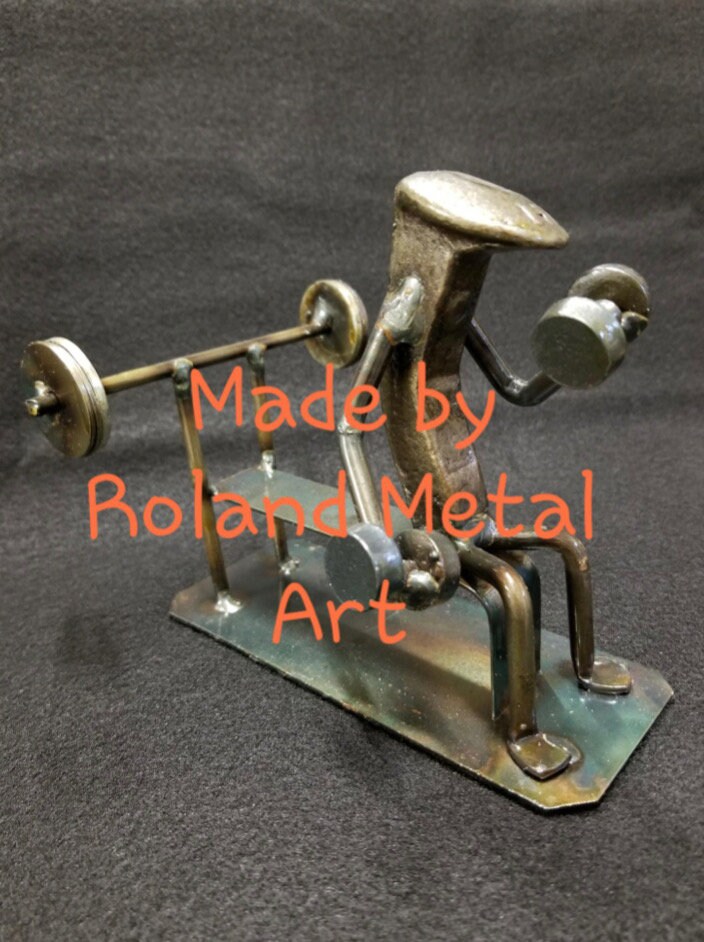 Weight Lifter Metal Art Weight Lifting Figurine Railroad | Etsy