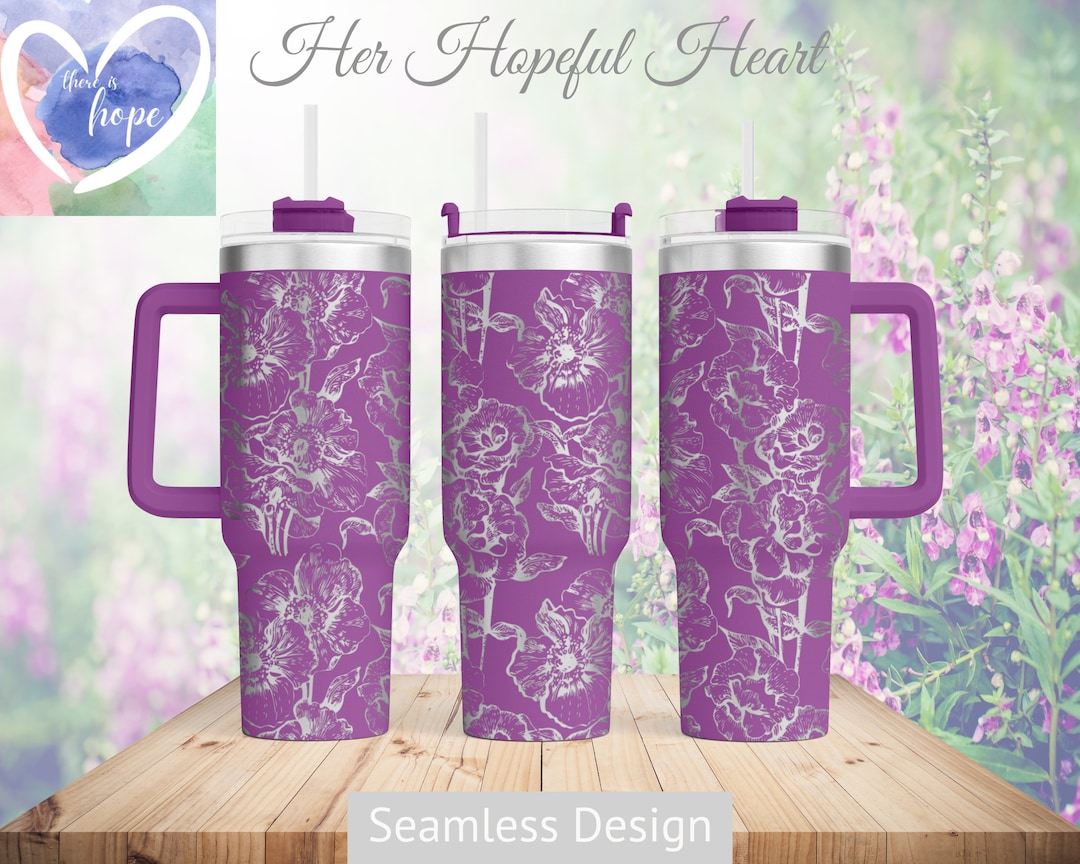 Floral Laser Engraved Tumbler Design, 40oz Tumbler Full Wrap, SVG ...
