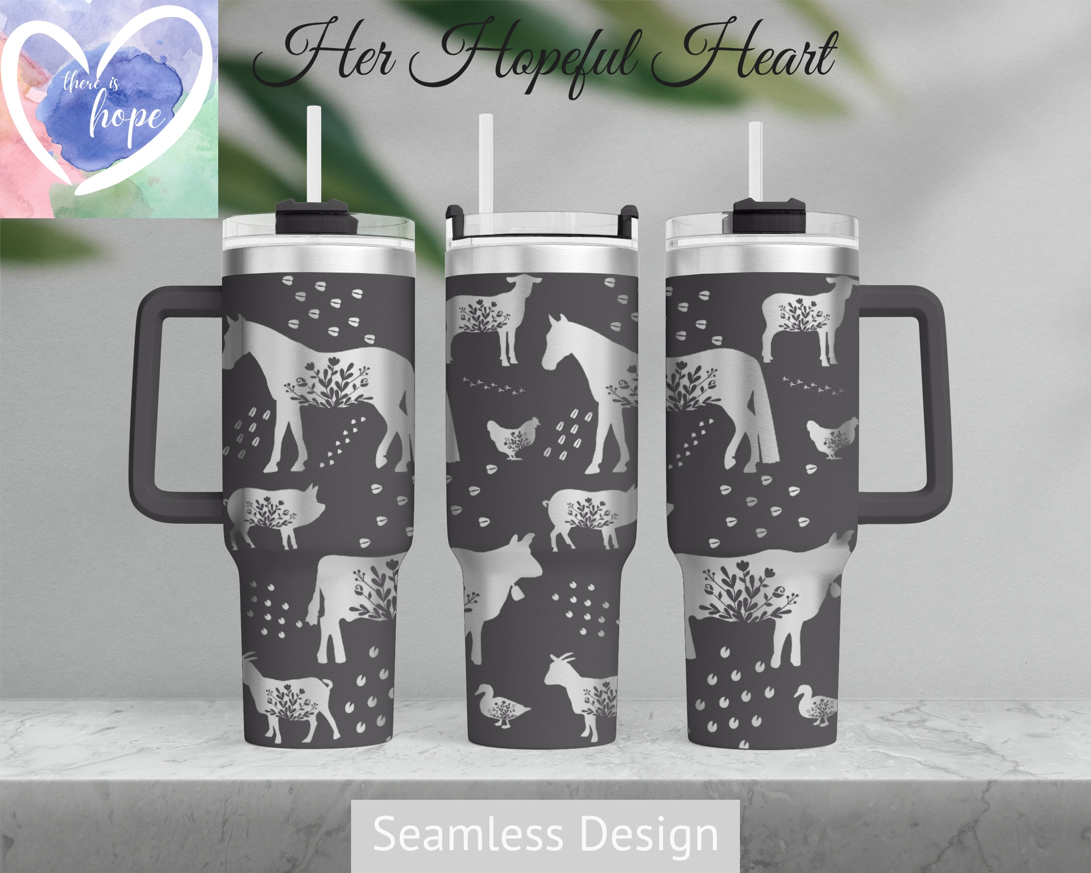 Farm Animals Laser Engraved Tumbler Design, 40oz Tumbler Full Wrap, SVG ...