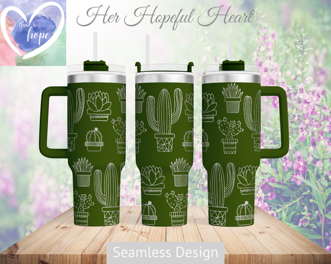 Cactus Laser Engraved Tumbler Design, 40oz Tumbler Full Wrap, SVG ...