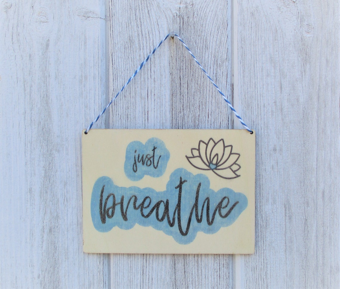 Reversible Wooden Sign Just Breathe Yoga This Way FREE UK - Etsy UK