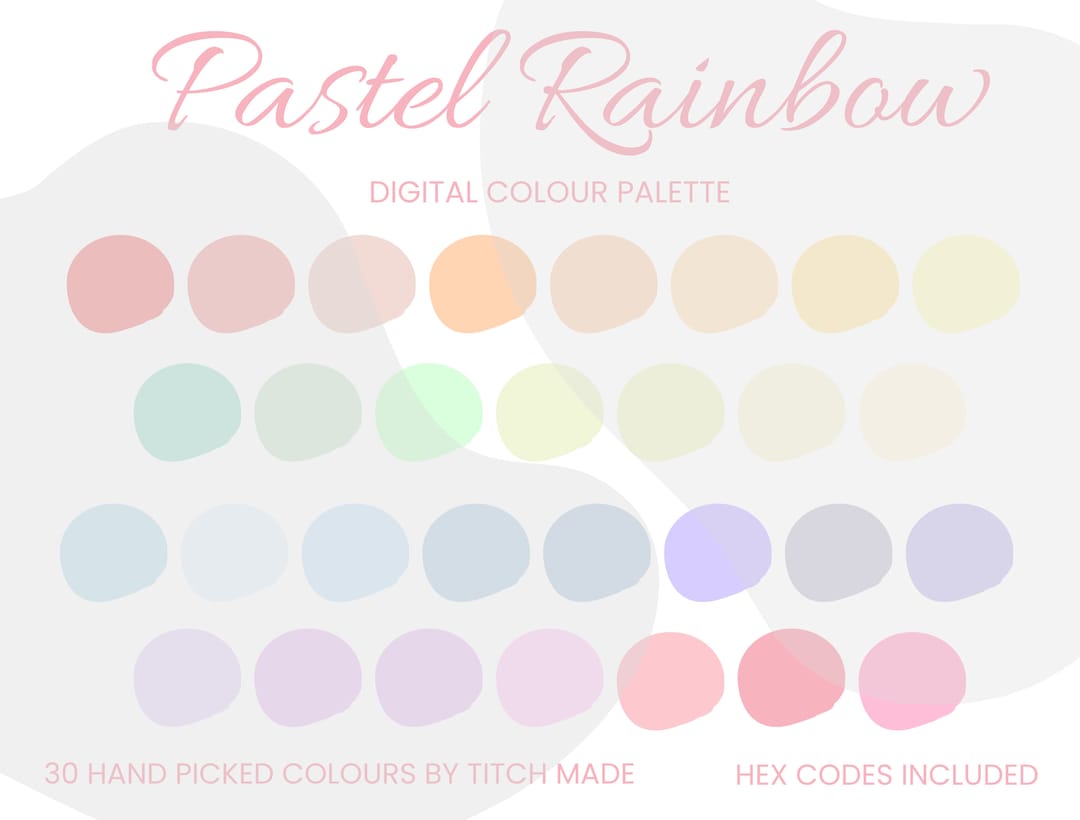 Pastel Rainbow Digital Colour Palette Brand Colour Palette - Etsy