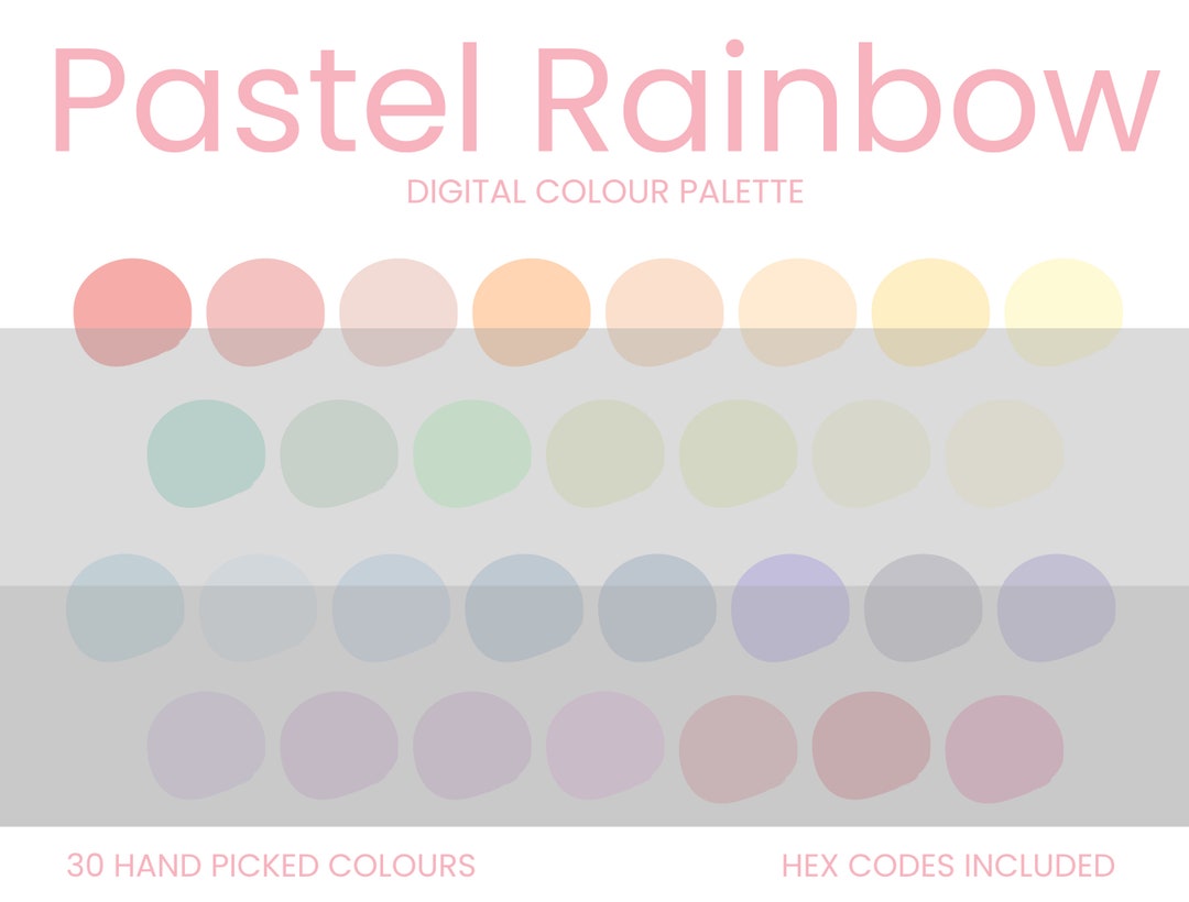 Pastel Rainbow Digital Colour Palette | Brand Colour Palette | Colour ...