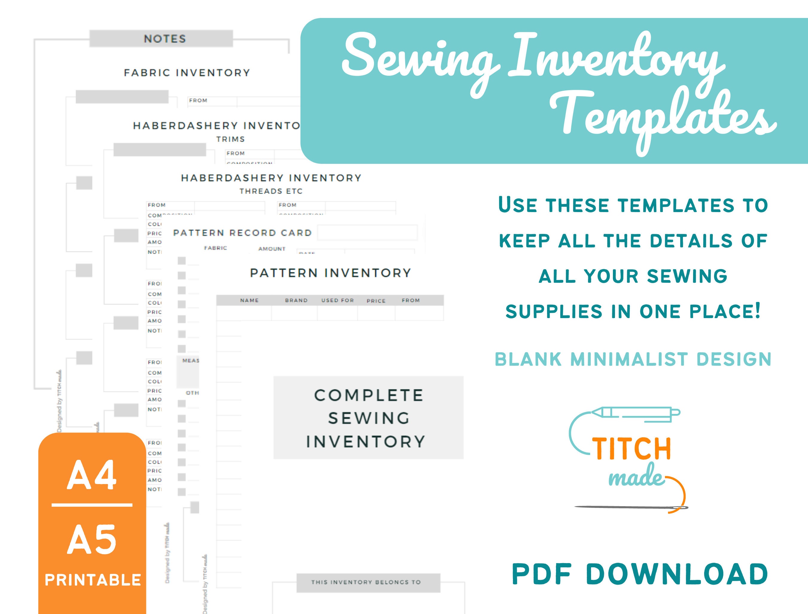 Sewing Inventory Fabric Inventory Sewing Organiser - Etsy