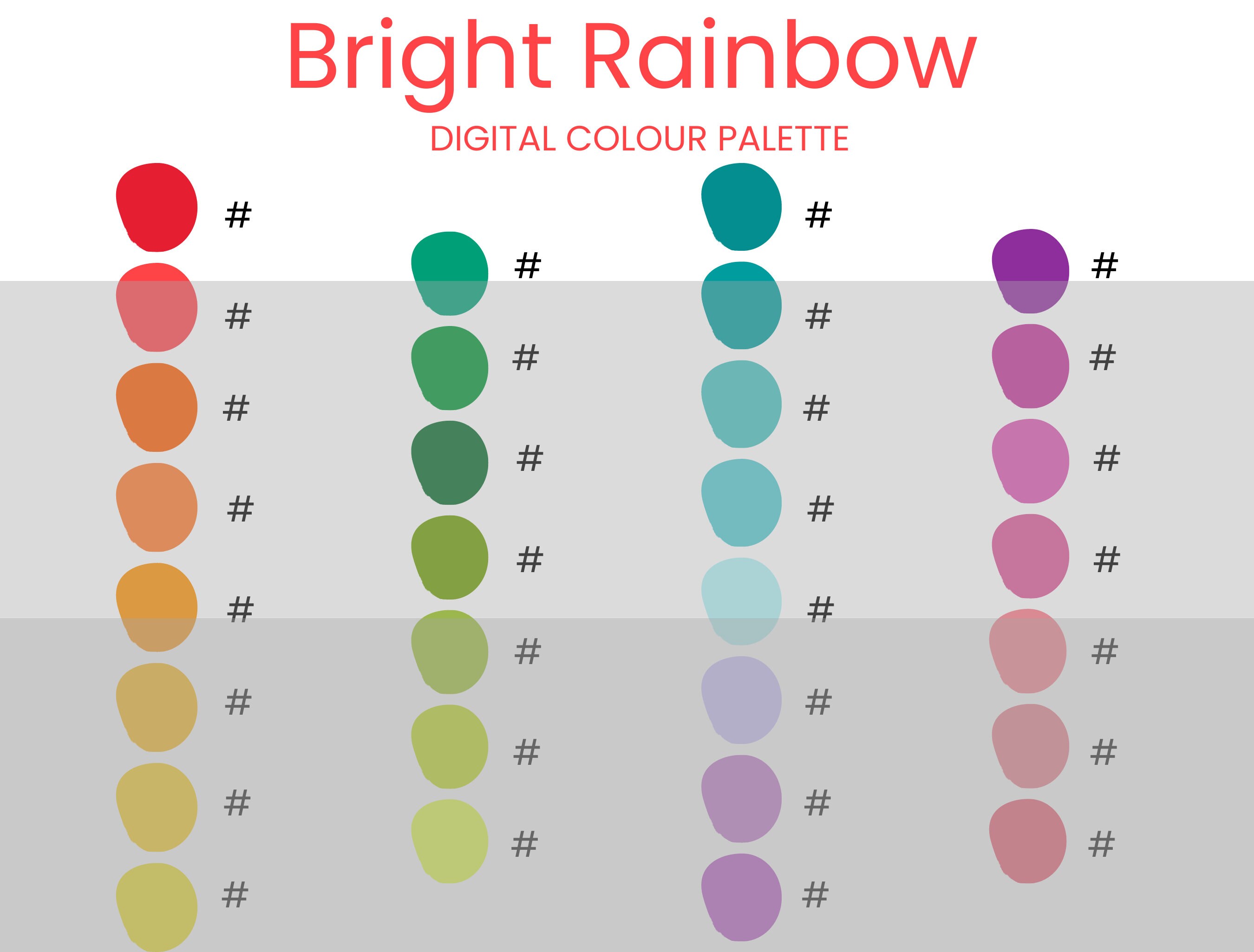 Bright Rainbow Digital Colour Palette | Brand Colour Palette | Colour ...