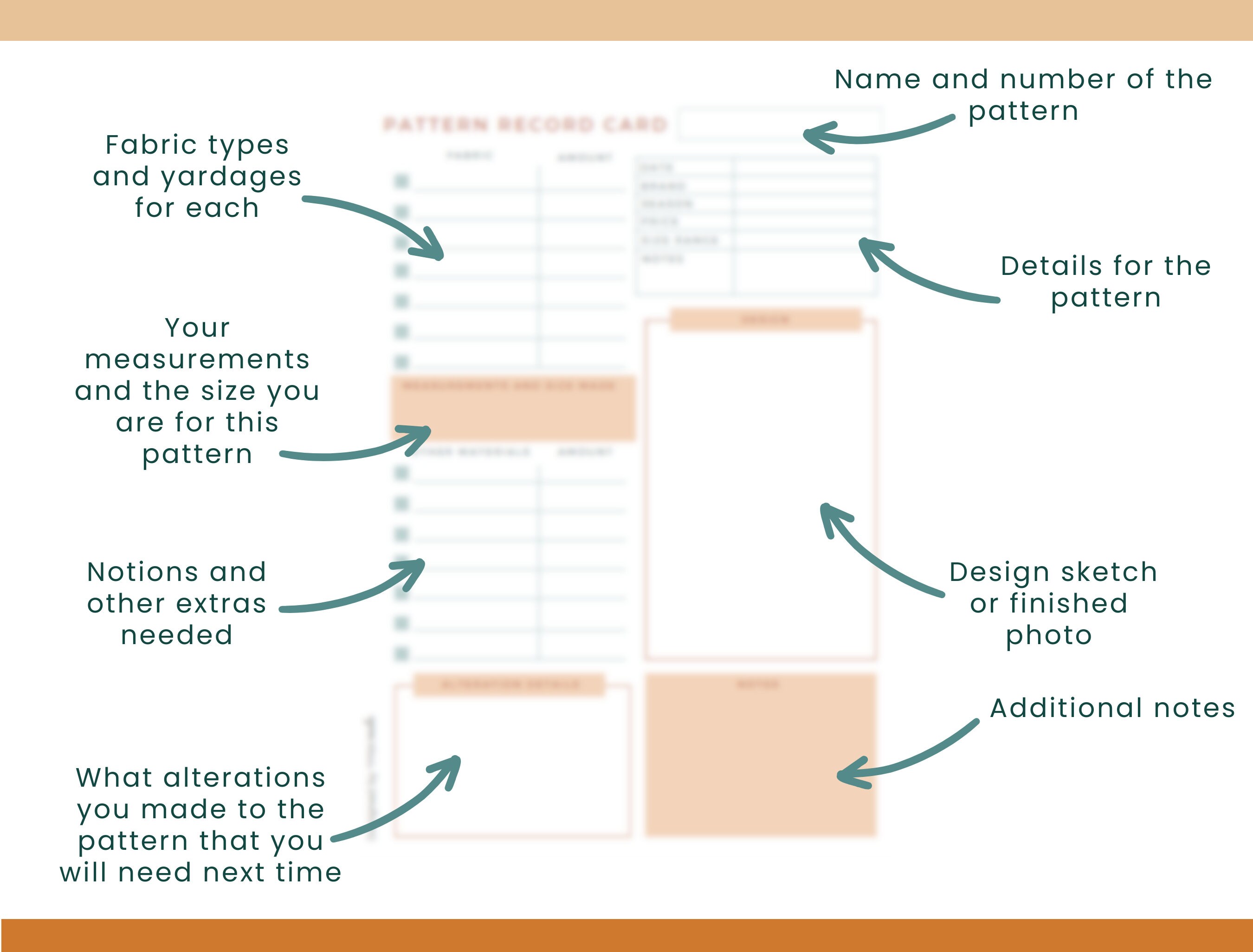 Pattern Record Card | Sewing Pattern Organiser | PDF Download - Etsy