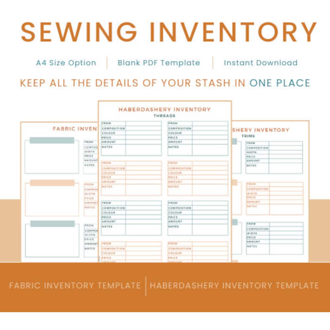 Sewing Inventory | Fabric Inventory | Sewing Organiser | Fabric Swatch ...