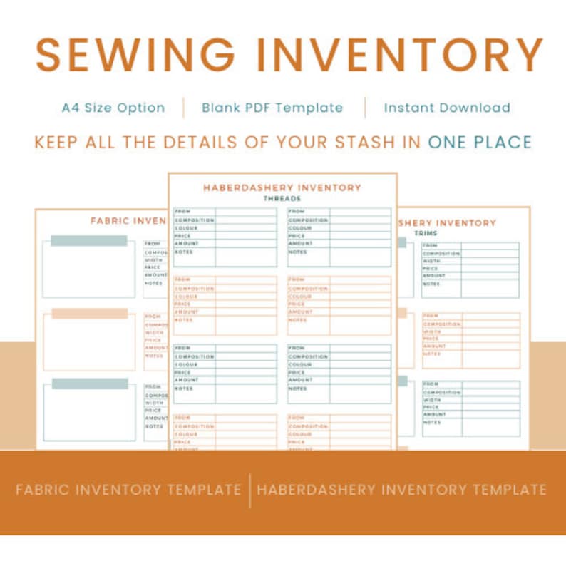 Sewing Inventory | Fabric Inventory | Sewing Organiser | Fabric Swatch ...