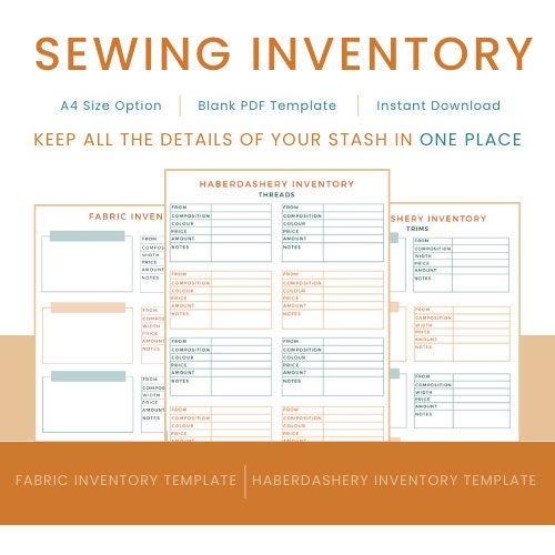Sewing Inventory Fabric Inventory Sewing Organiser Fabric Swatch ...