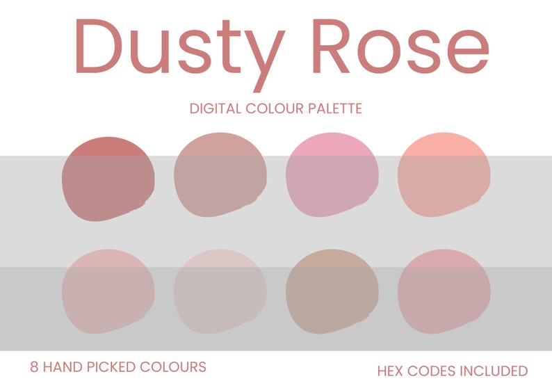 Dusty Rose Digital Colour Palette | Brand Colour Palette | Colour HEX ...